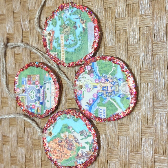 Disney | Holiday | Disney Magic Kingdom Park Maps Ornament Set | Poshmark